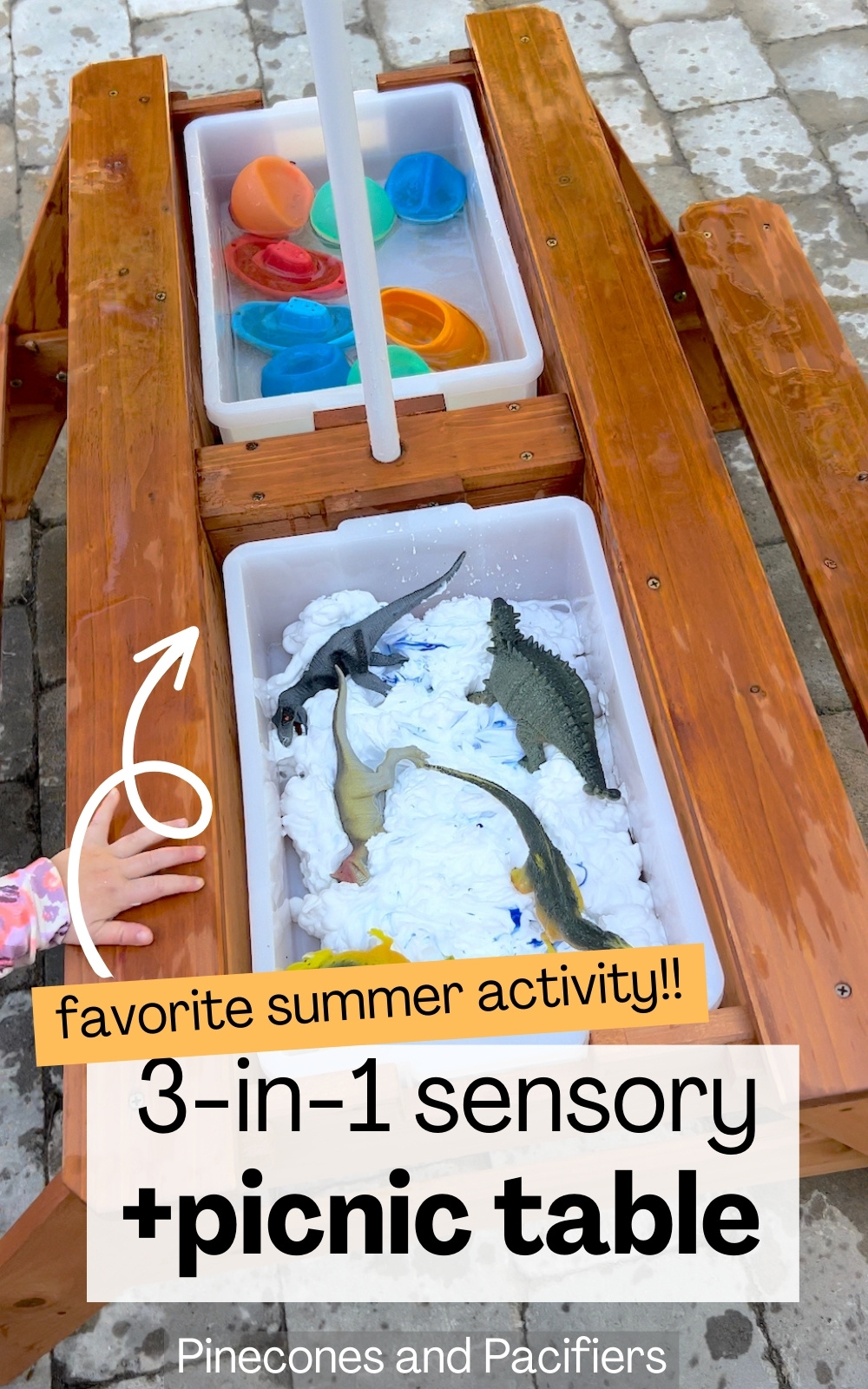 Best 3-in-1 Kids Picnic Table for Sensory Play - Pinecones & Pacifiers